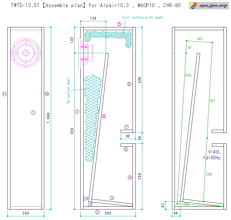 Tapered Wave Tube with Damp Duct(TWTD) for Alpair10.3, MAOP10, CHR-90 | diyAudio